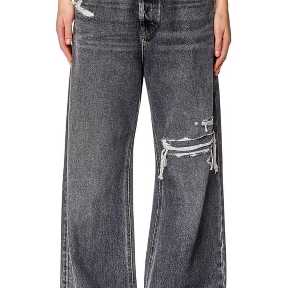 Diesel | Jeans | Diesel Gray Distressed Wide Leg Jeans | Poshmark